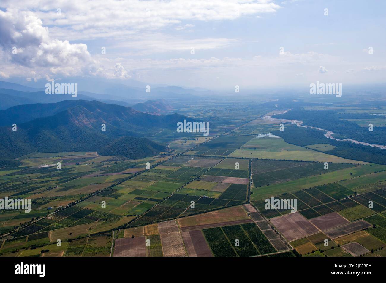 Telavi view and landscape from the helicopter, Georgian nature and ...