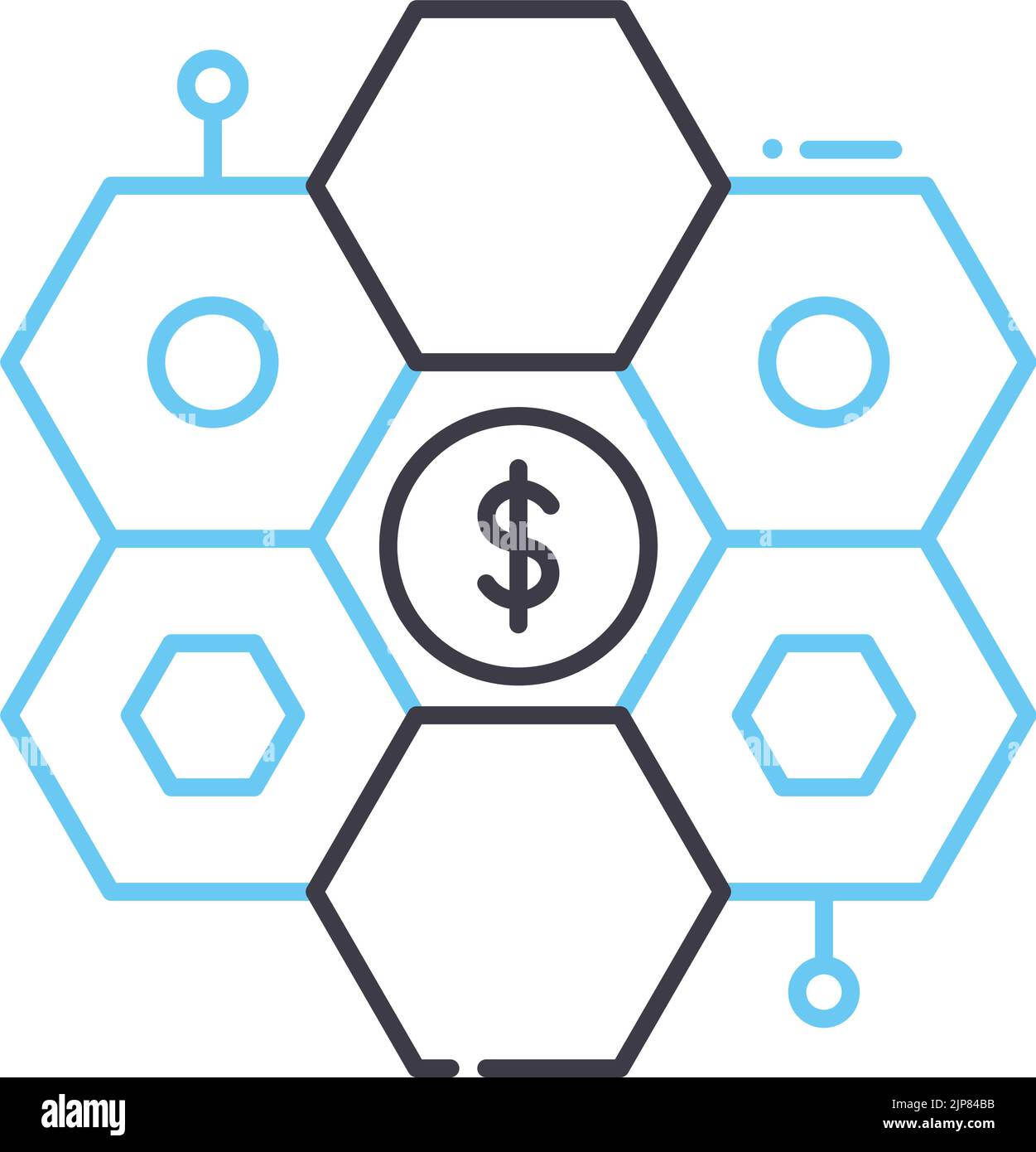 block chain line icon, outline symbol, vector illustration, concept ...