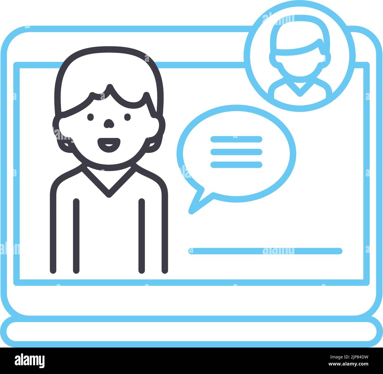 conference call line icon, outline symbol, vector illustration, concept ...