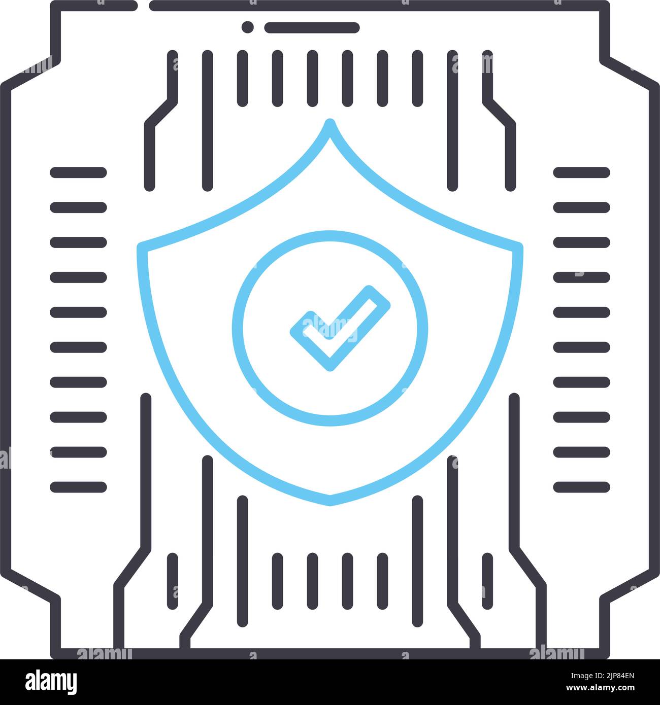 cyber defence line icon, outline symbol, vector illustration, concept ...
