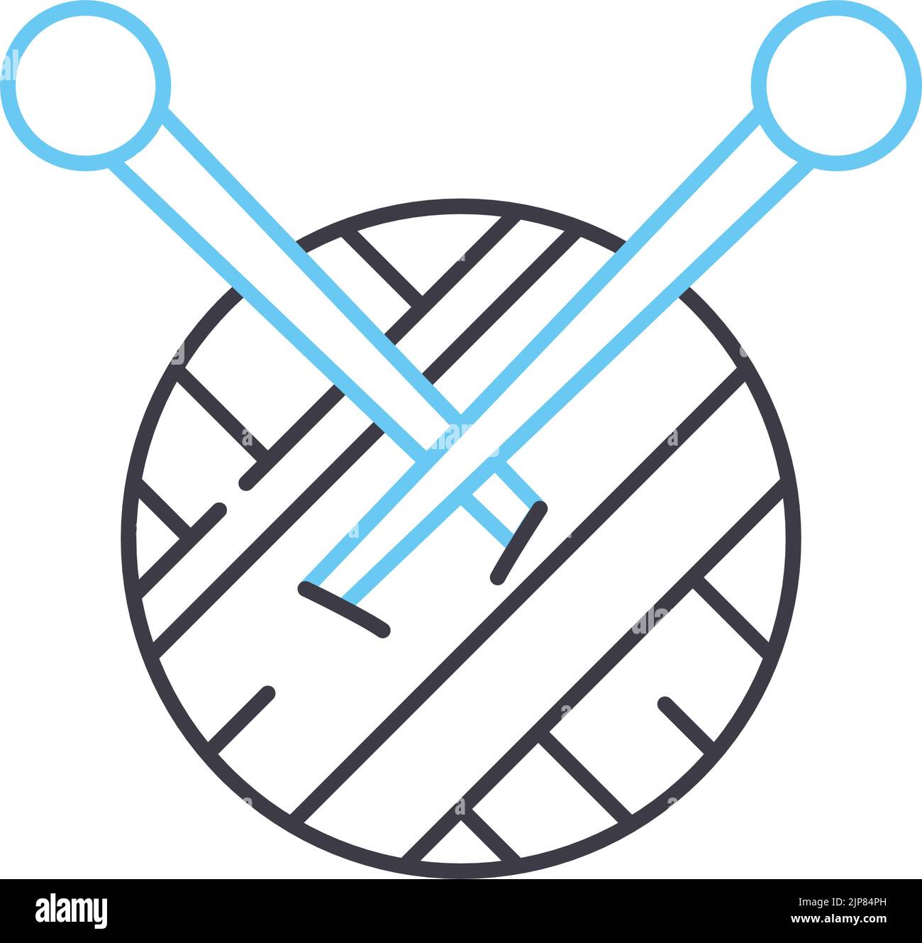 Crochet Hook And Yarn Set Line Icon Outline Symbol Vector Illustration Concept Sign Stock