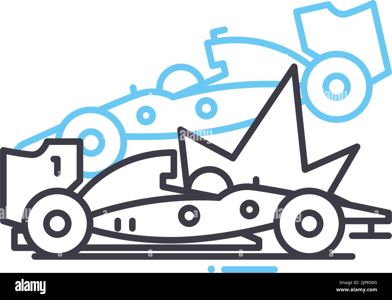 car crash line icon, outline symbol, vector illustration, concept sign ...