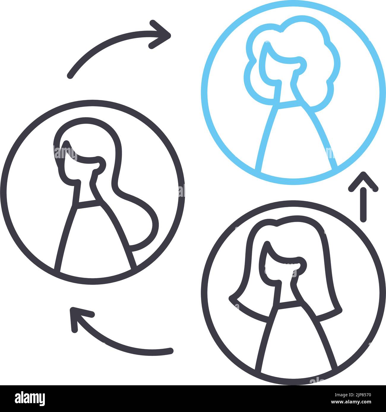 collaboration line icon, outline symbol, vector illustration, concept ...