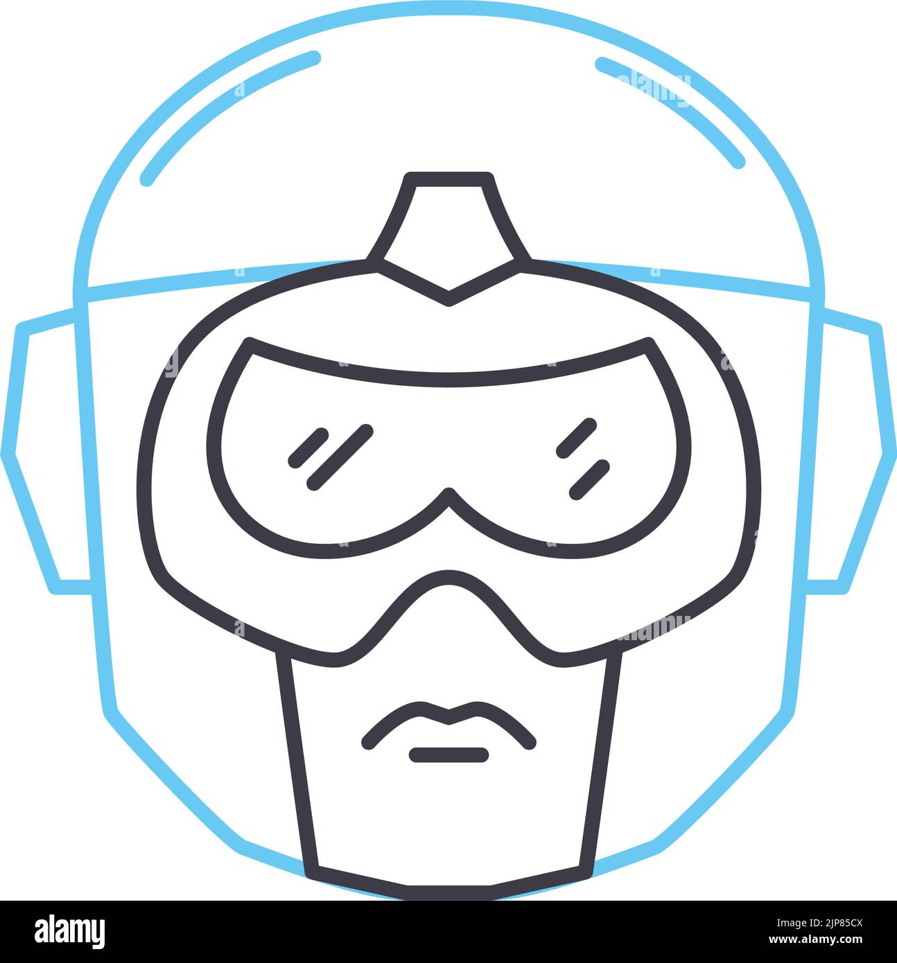 cyperpunk augmentation line icon, outline symbol, vector illustration ...