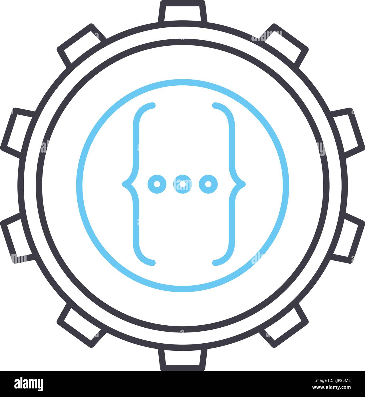 coding process line icon, outline symbol, vector illustration, concept ...