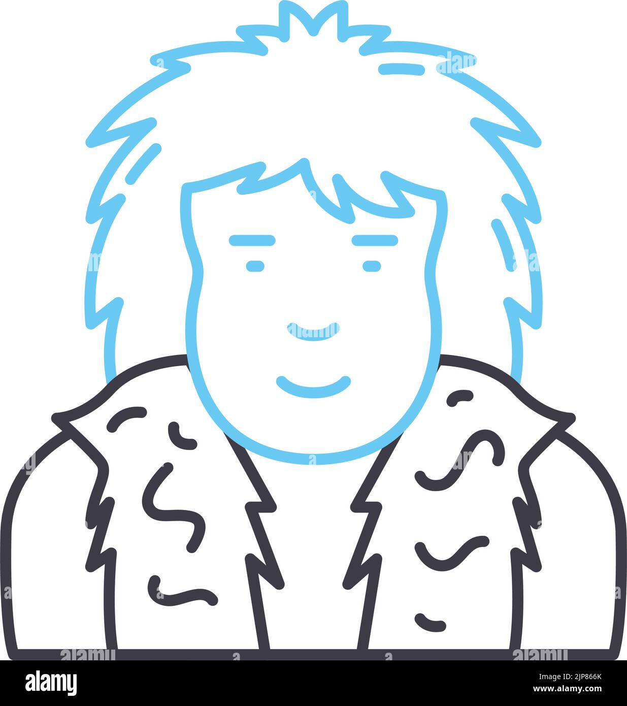ancient man line icon, outline symbol, vector illustration, concept ...