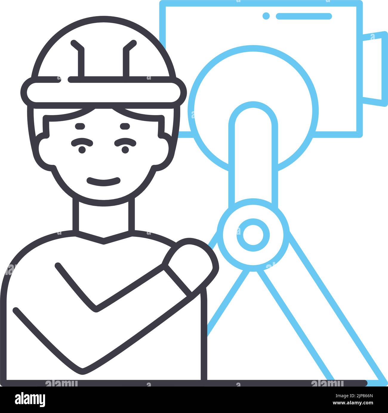 engineer line icon, outline symbol, vector illustration, concept sign ...