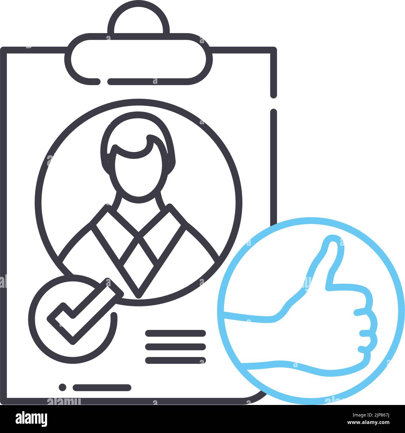 approved candidate line icon, outline symbol, vector illustration ...