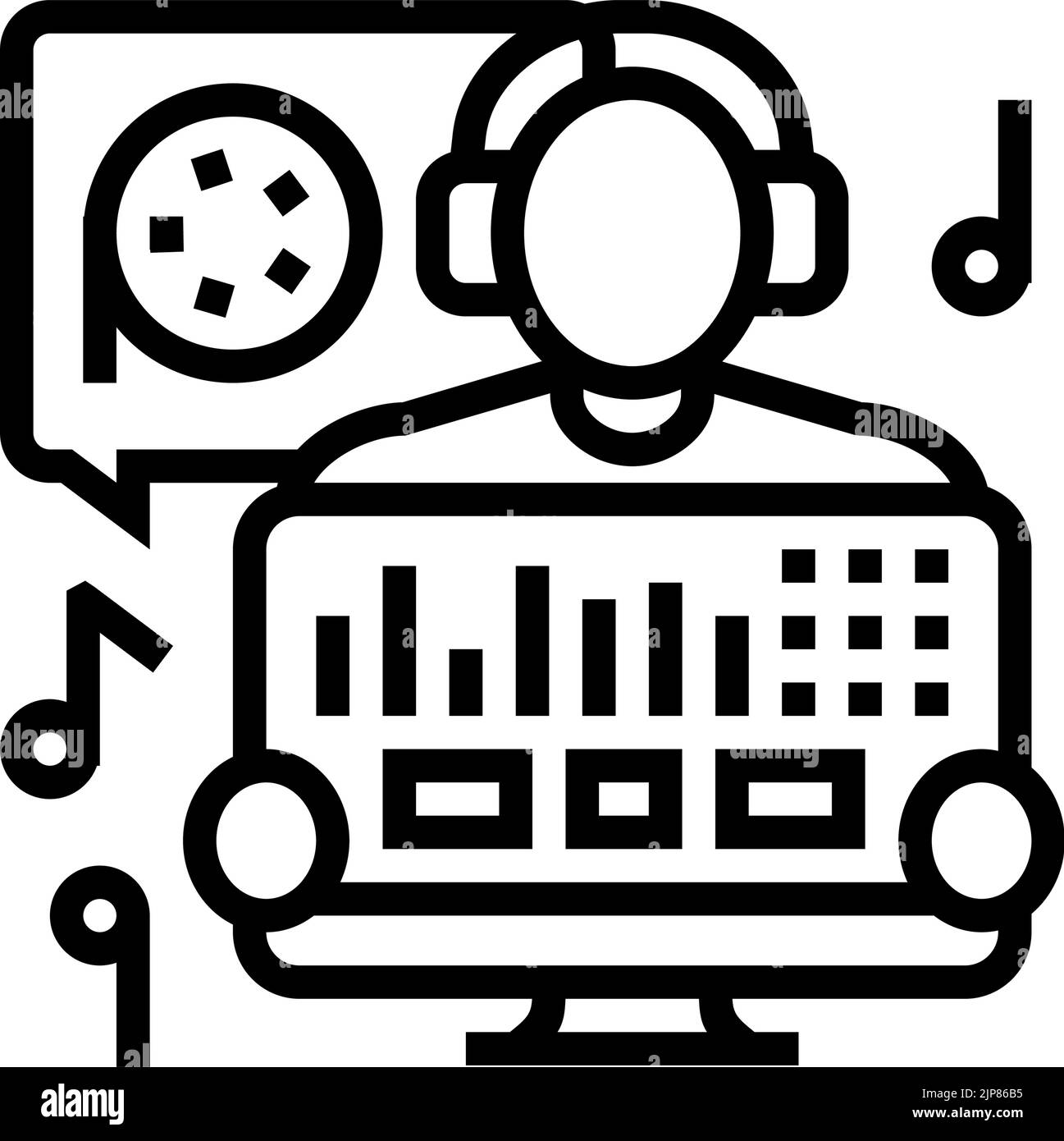 sound engineer video production film line icon vector illustration ...