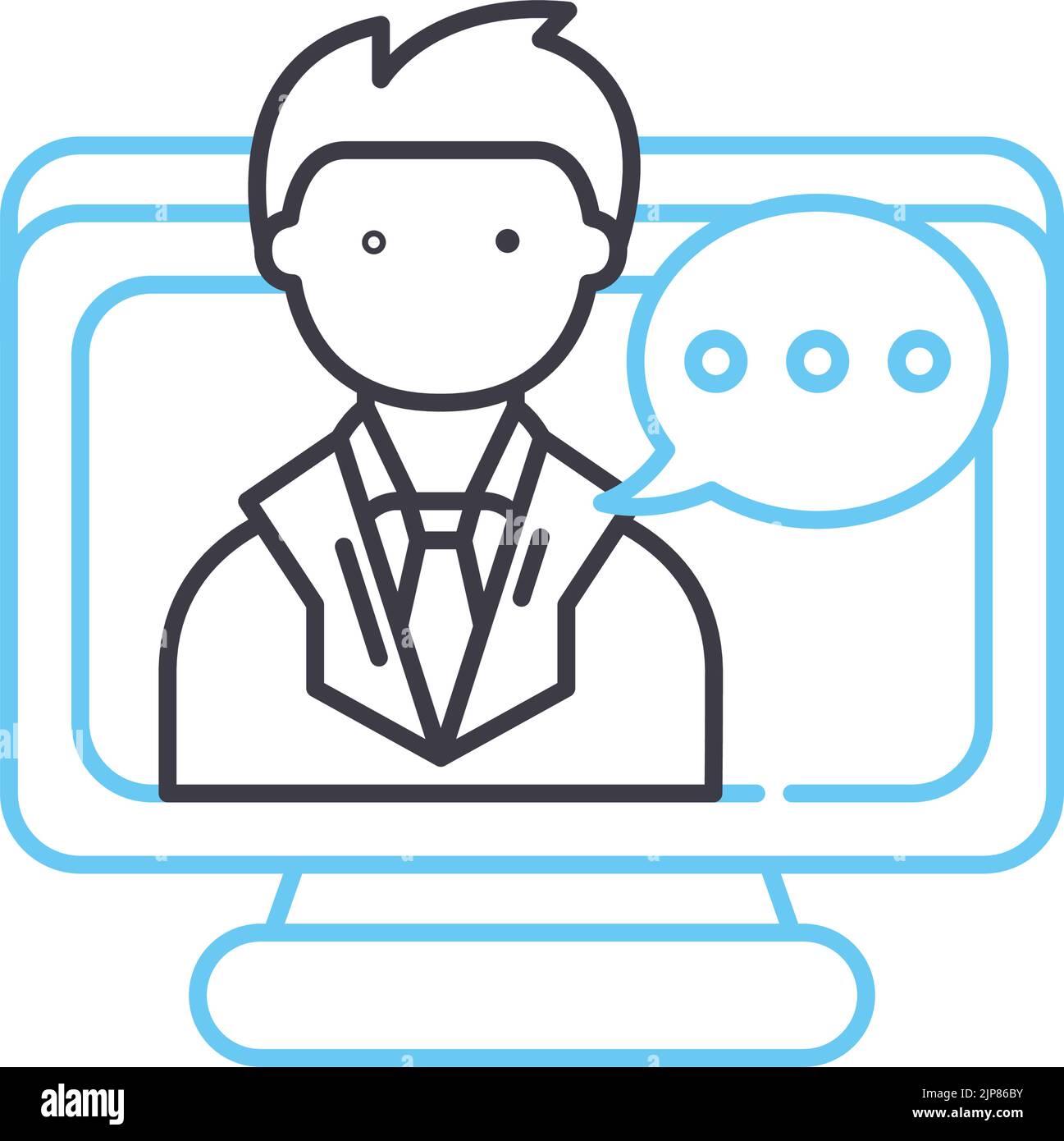 conference line icon, outline symbol, vector illustration, concept sign ...