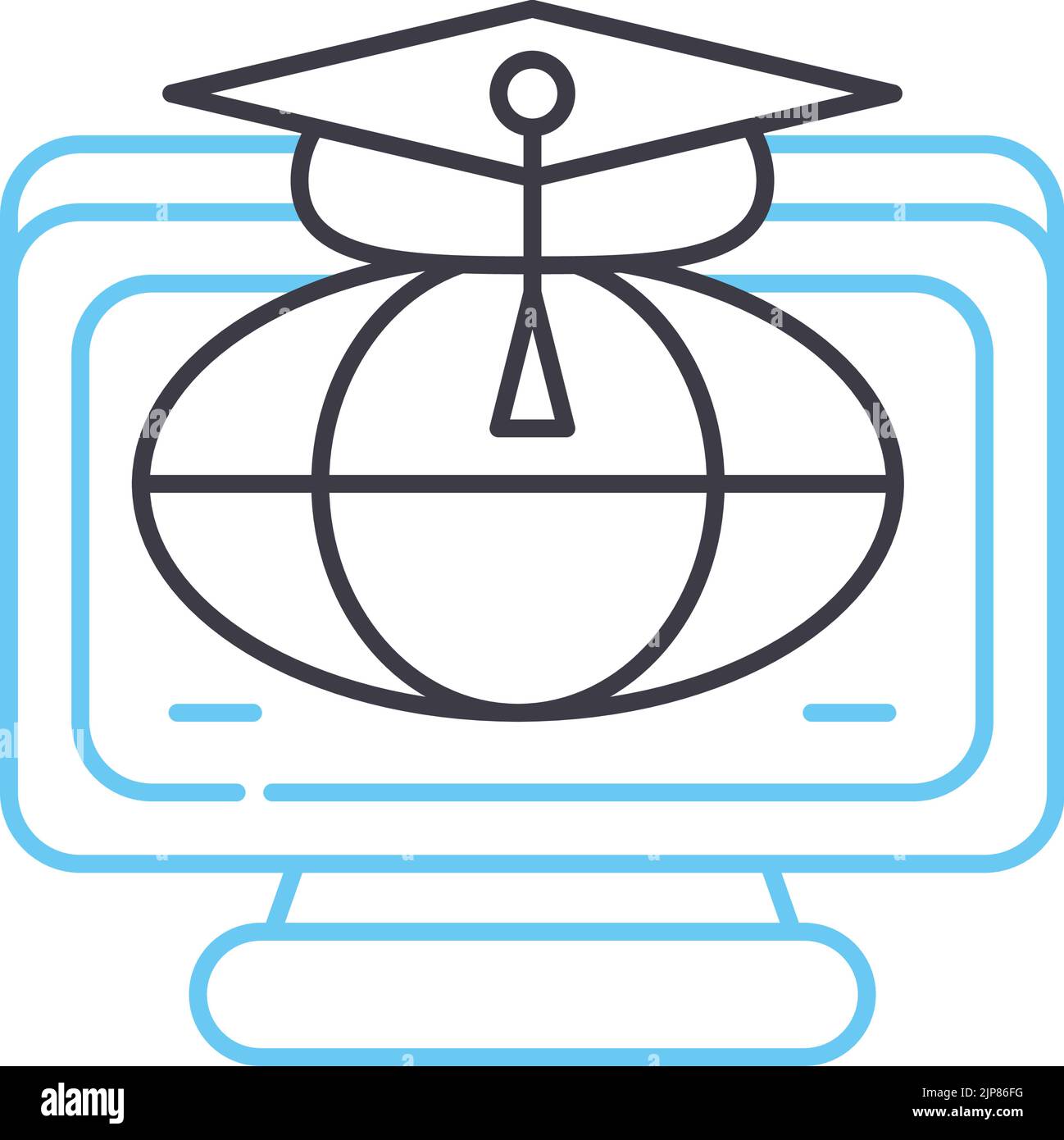 e-learning line icon, outline symbol, vector illustration, concept sign ...