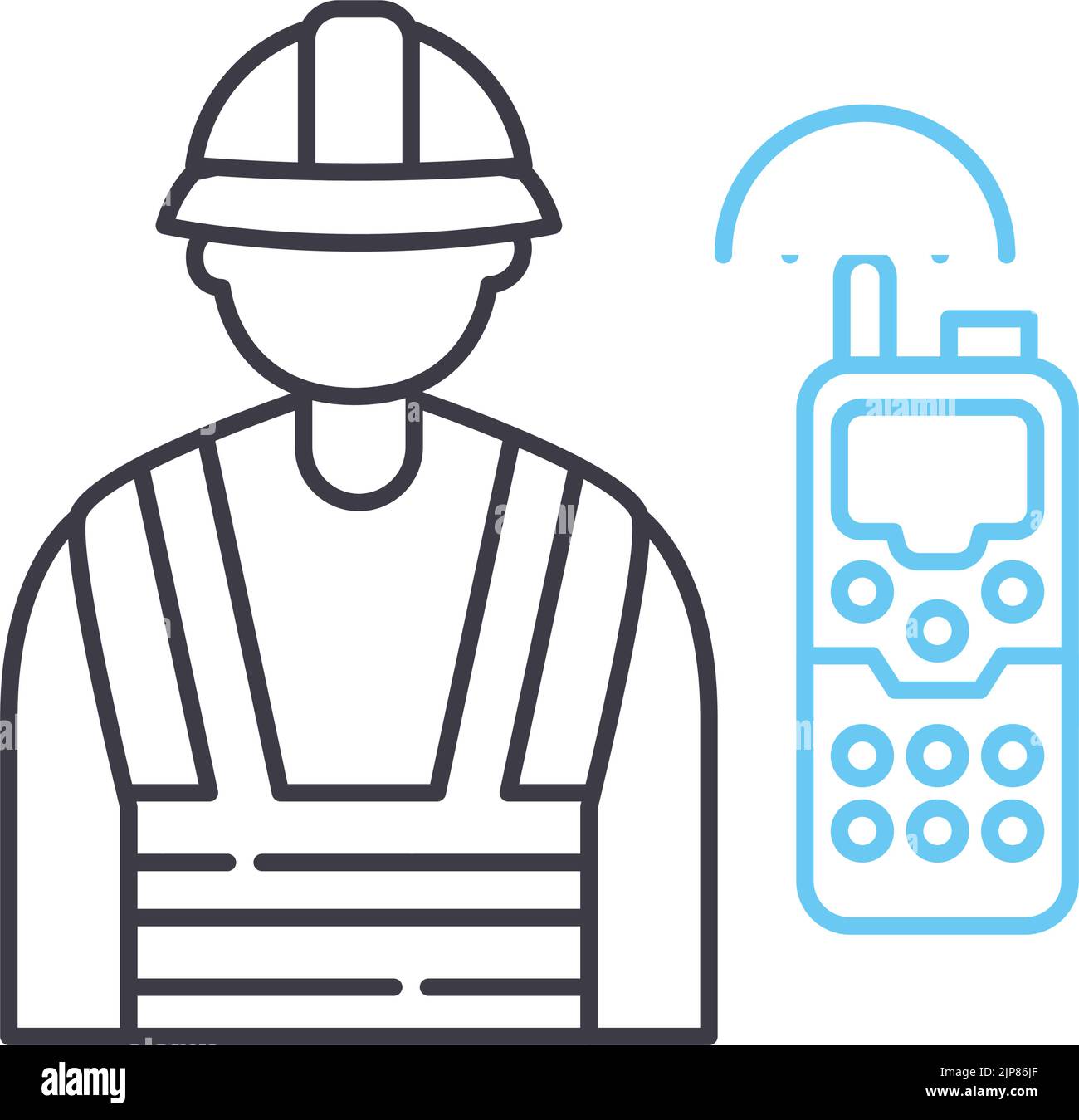construction oversight line icon, outline symbol, vector illustration ...