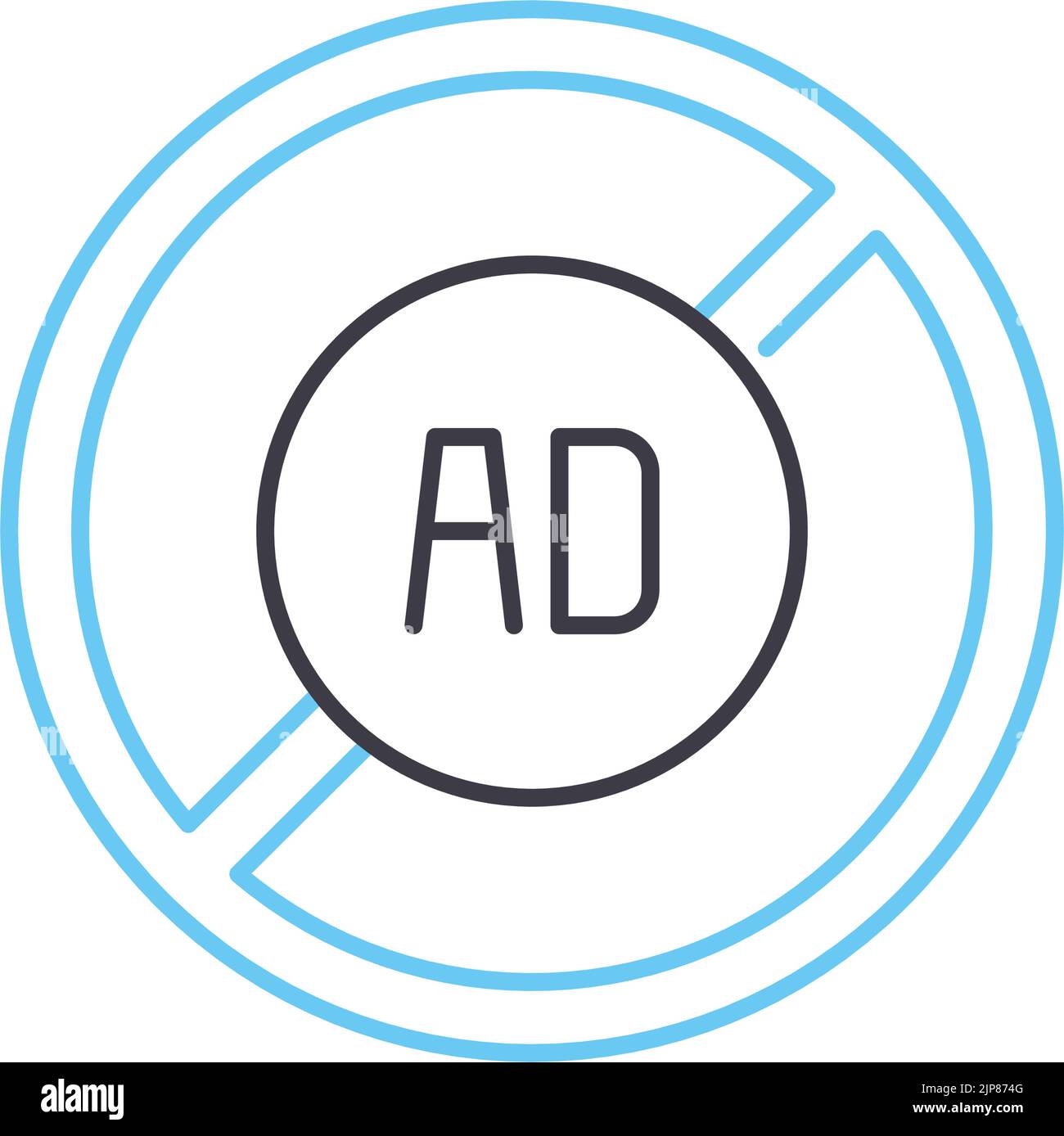 ad block protection line icon, outline symbol, vector illustration ...