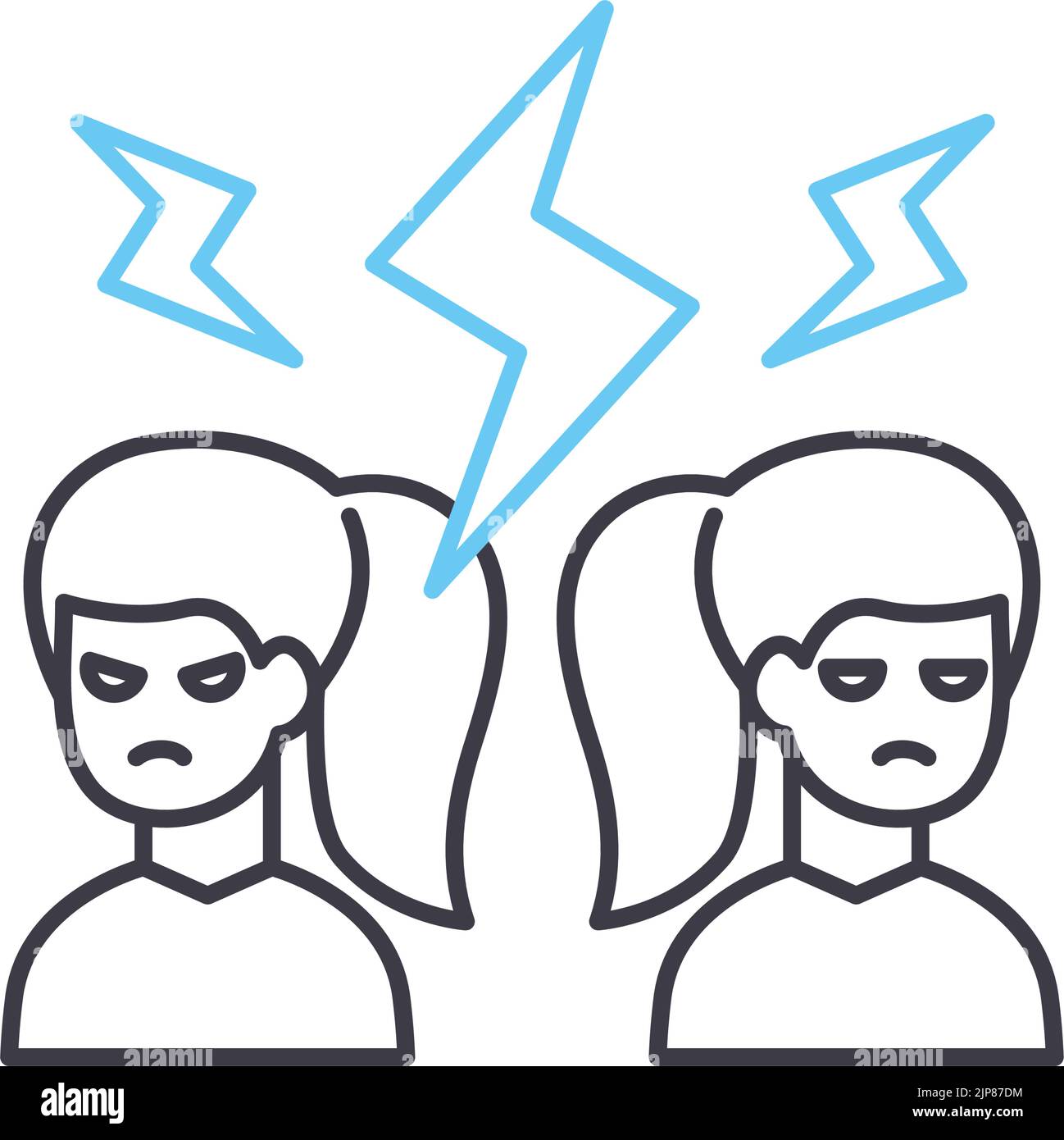 conflict line icon, outline symbol, vector illustration, concept sign ...