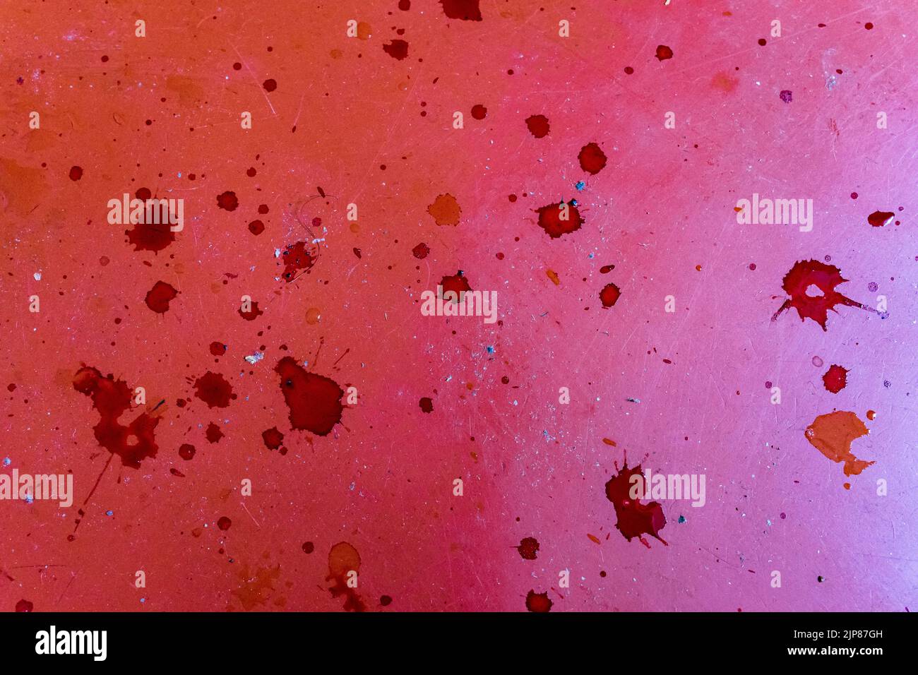 Many dark red stains on the red dirty floor Stock Photo - Alamy