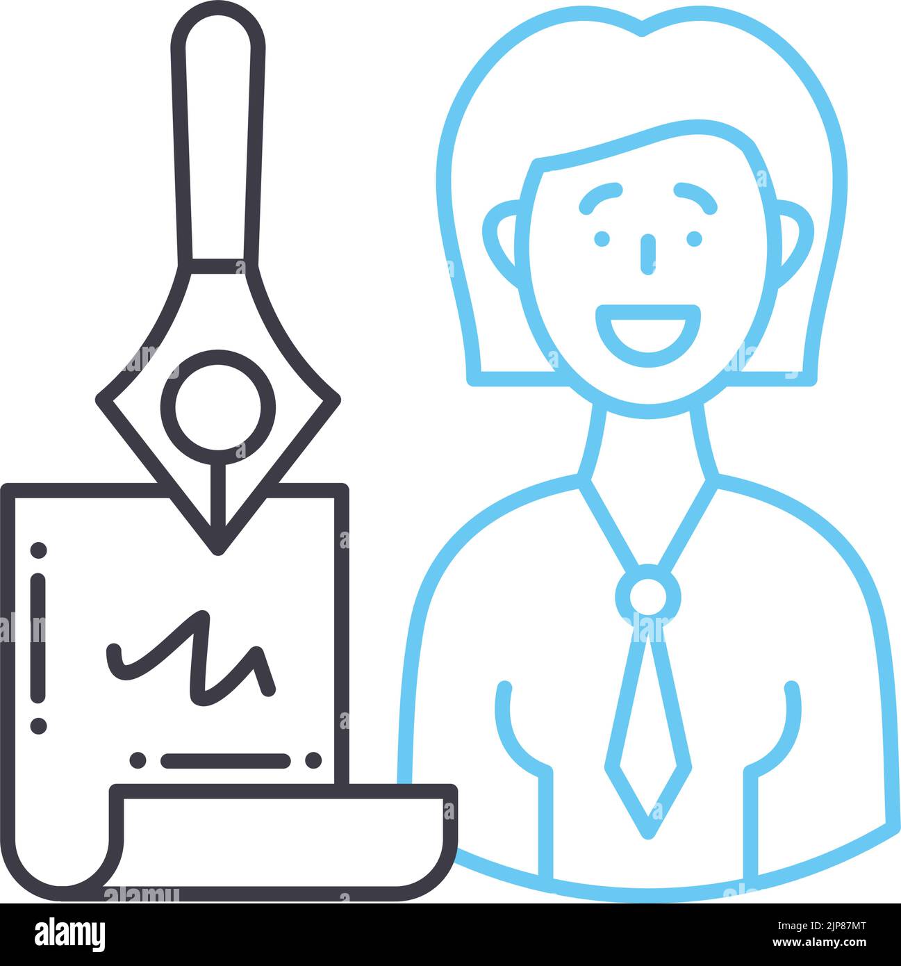 about author line icon, outline symbol, vector illustration, concept ...