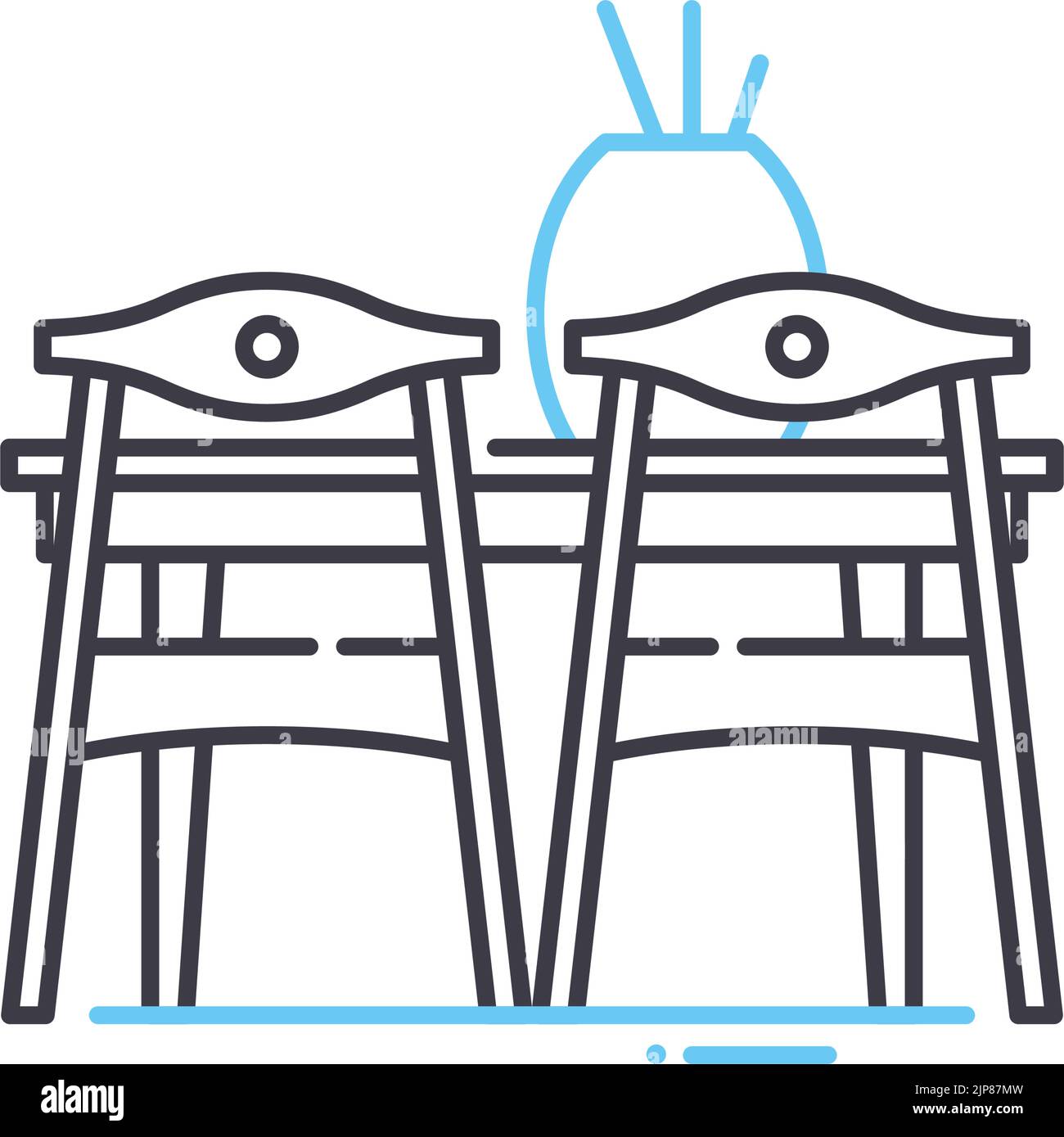 dining table line icon, outline symbol, vector illustration, concept ...