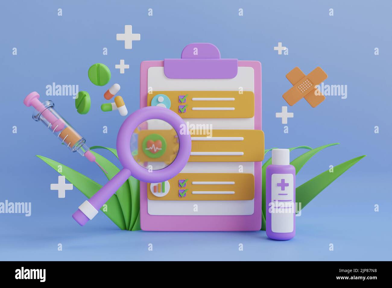 3d prescription rx with pills and medicines. Doctor's paper form ...