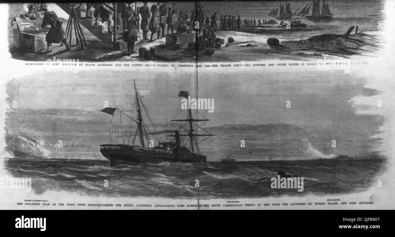 The steamship Star of the West, with reinforcements for Major Anderson ...