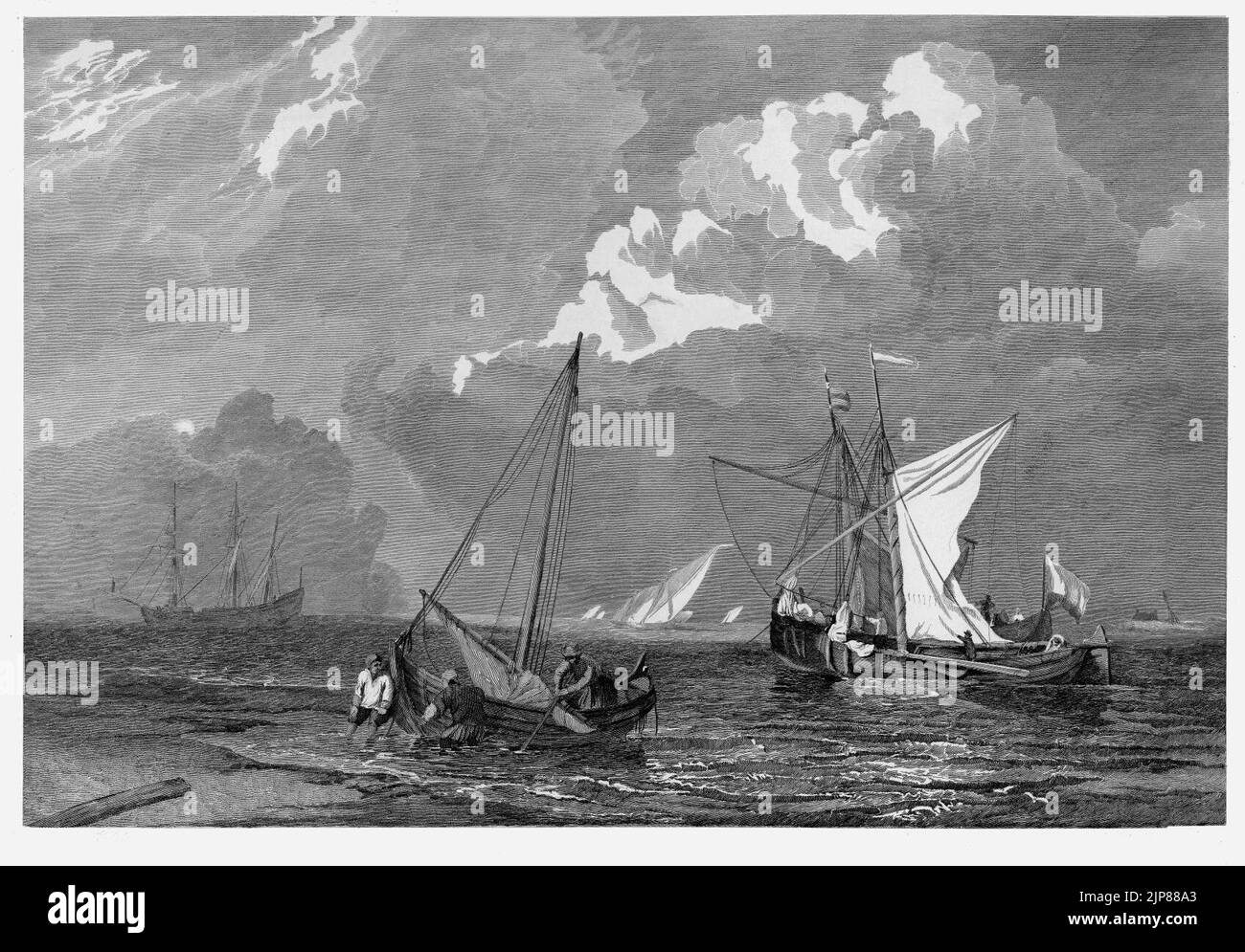 The Storm early proof engraving by William Miller after van de Velde ...