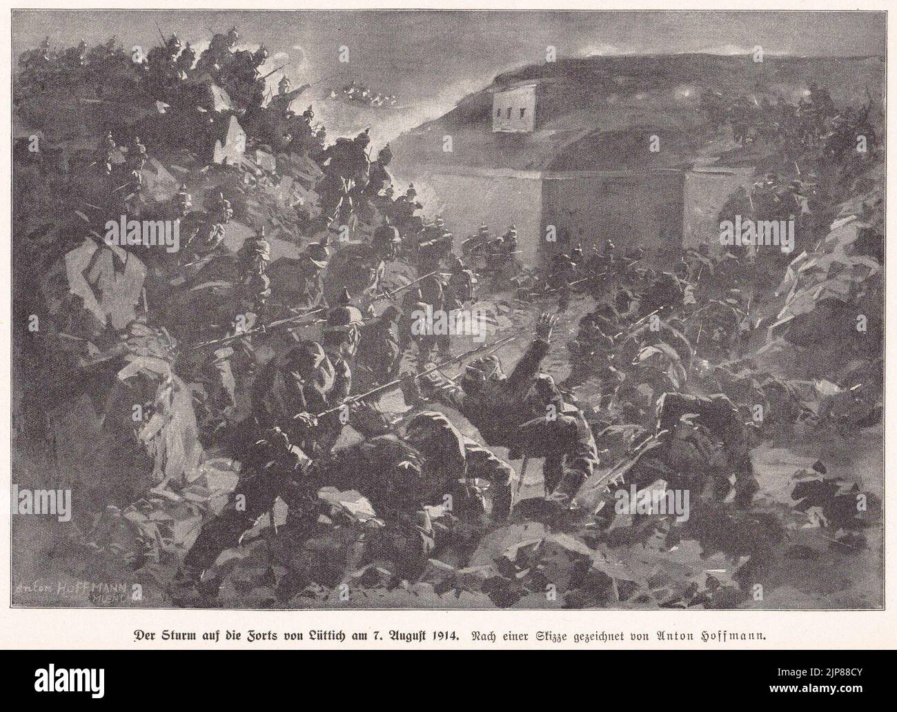 The storming of a fort at Liège, 7. August 1914 Stock Photo - Alamy
