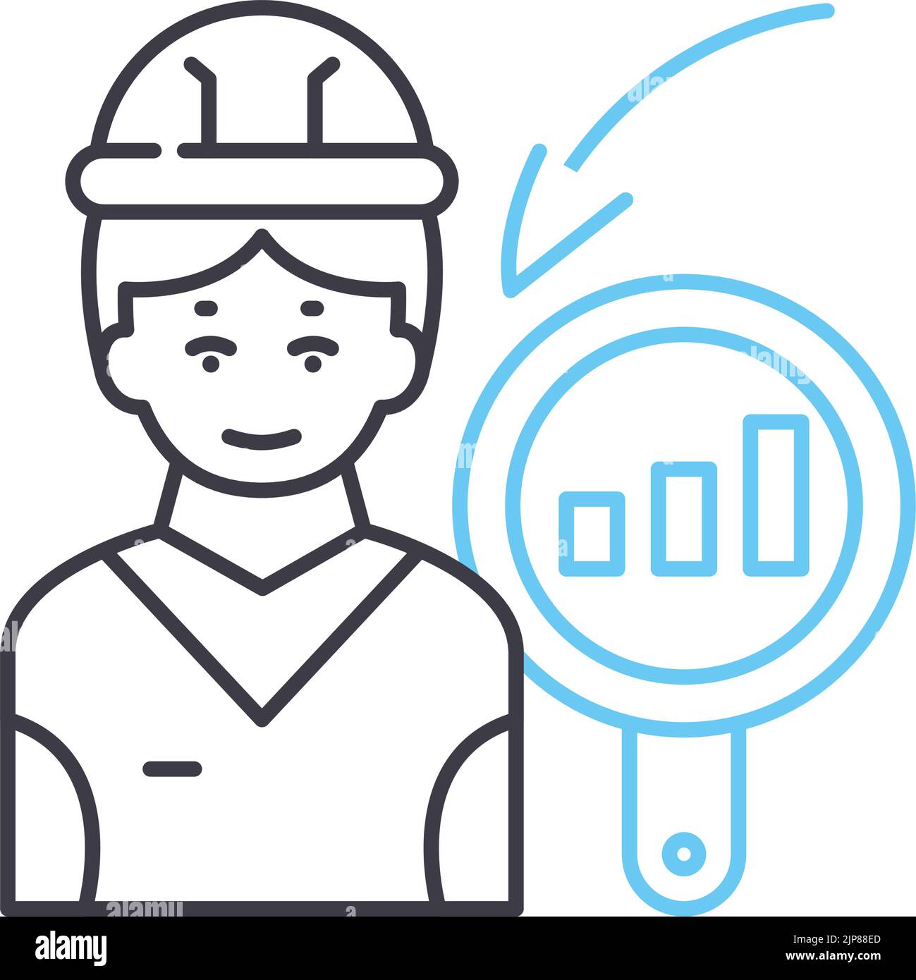 failure analysis line icon, outline symbol, vector illustration ...