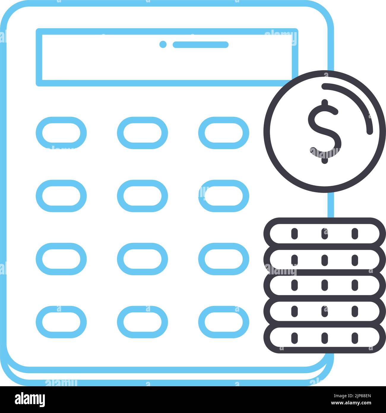 financial calculation line icon, outline symbol, vector illustration ...