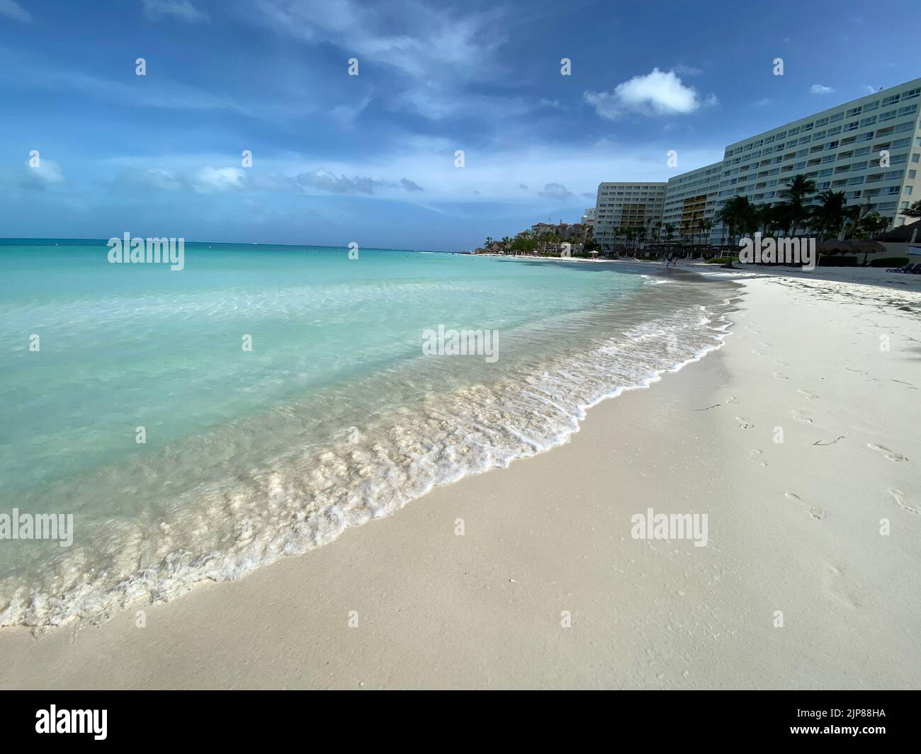 The beautiful empty beach in Cancun Caribbean Waters Sea Stock Photo ...