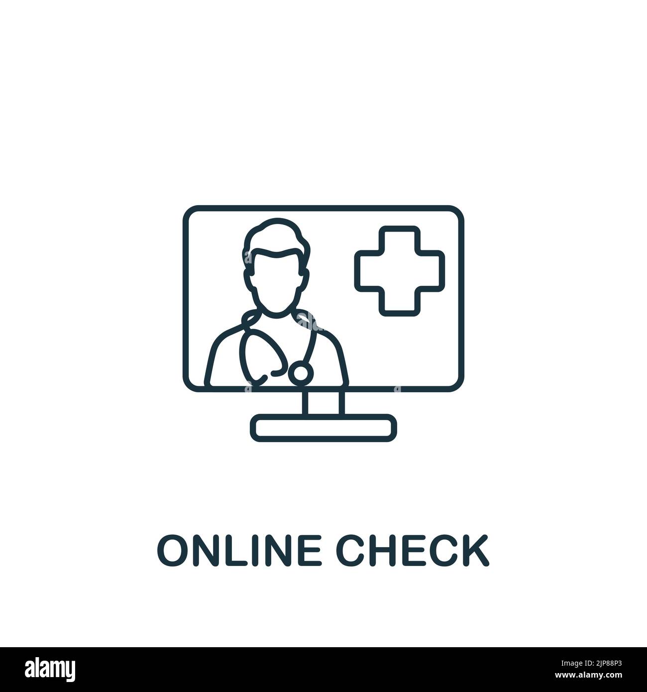Online Check icon. Line simple Health Check icon for templates, web ...