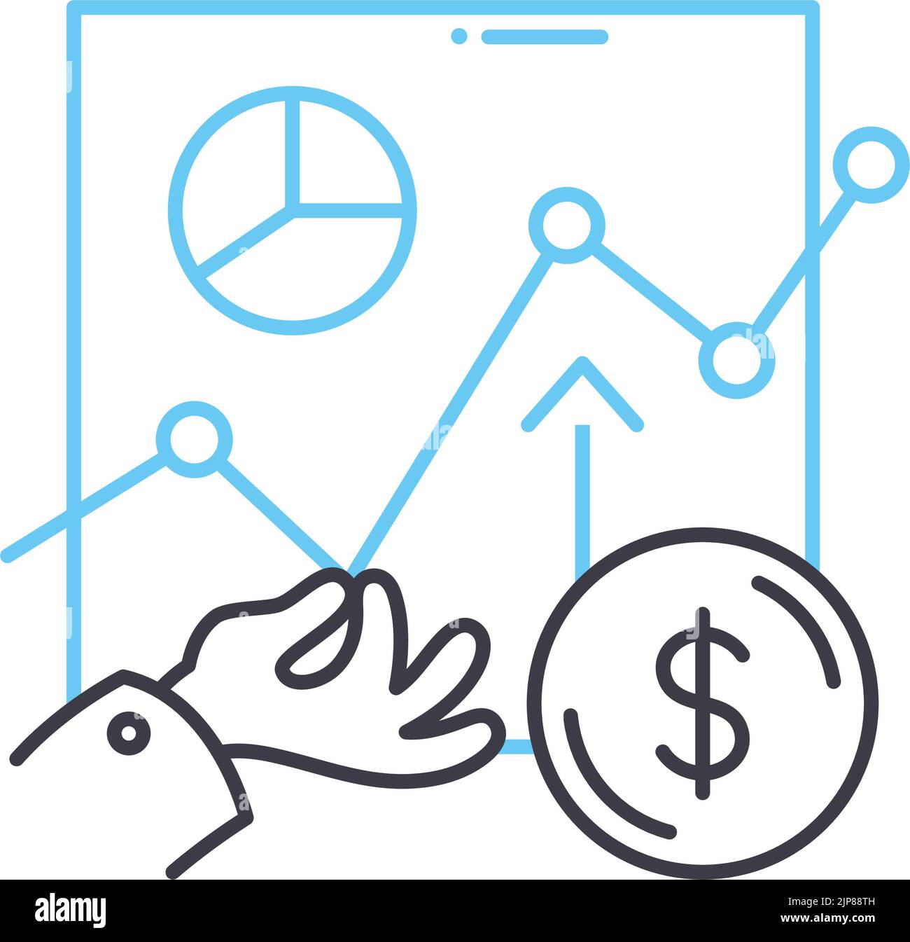 business performance line icon, outline symbol, vector illustration ...