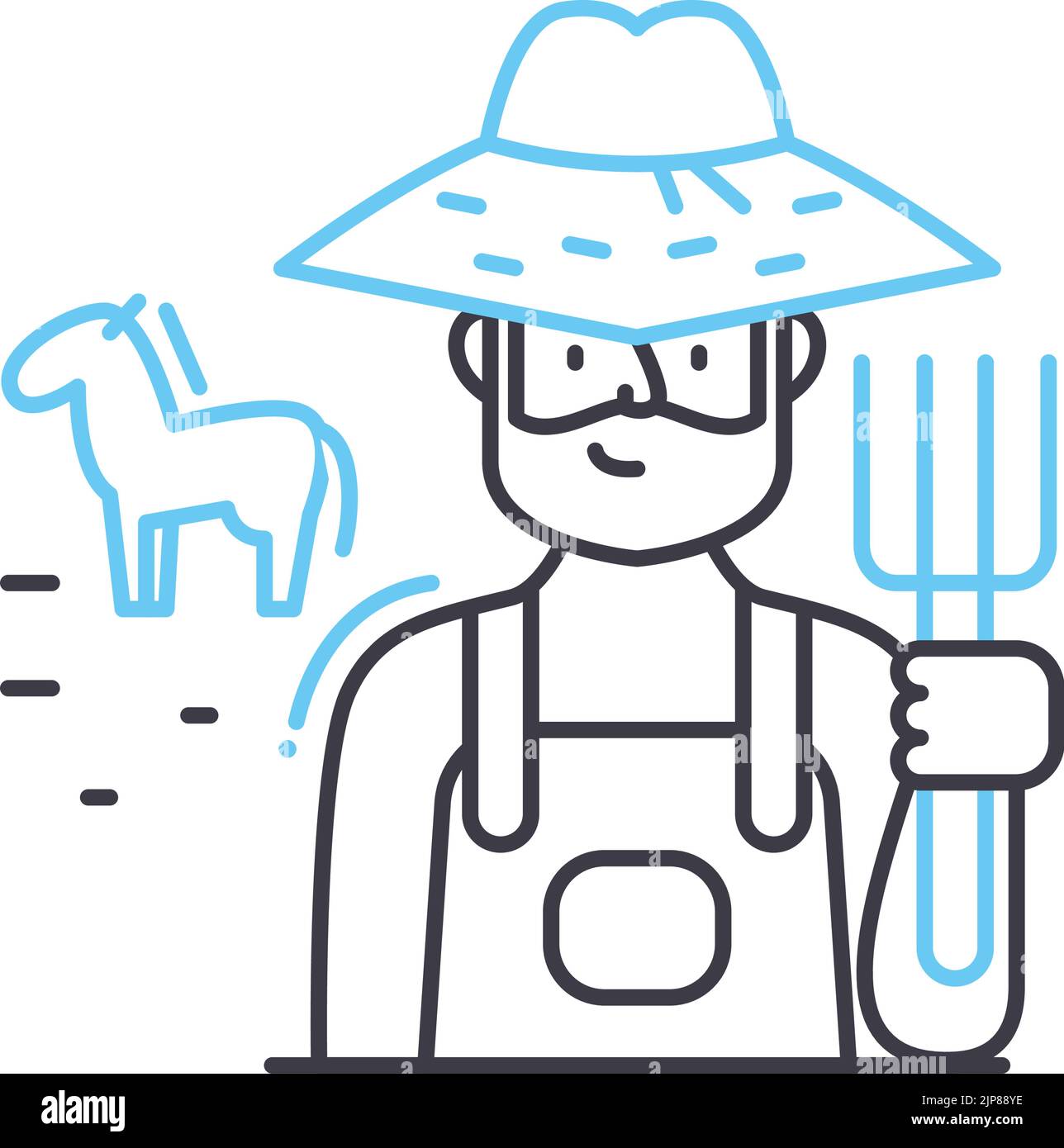 farmer man line icon, outline symbol, vector illustration, concept sign ...