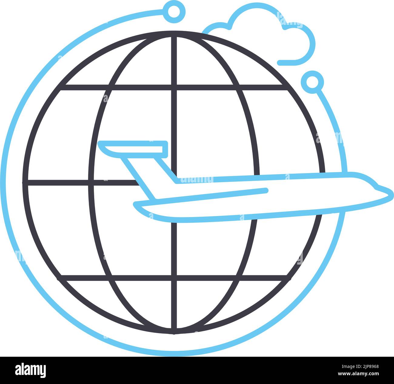 around the world line icon, outline symbol, vector illustration ...