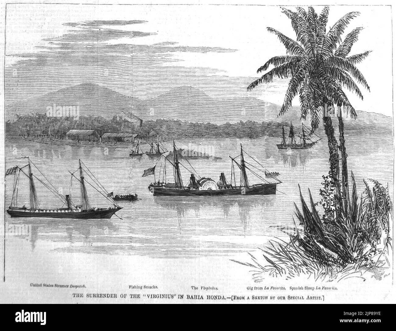 The Surrender of the Virginius in Bahia Honda - from a sketch by our ...