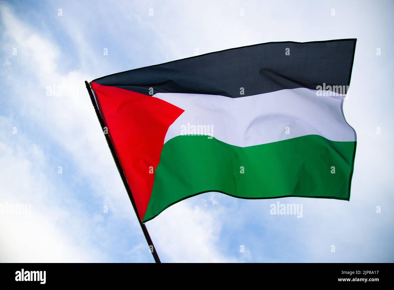 Palestine national flag waving in the wind. International relations ...