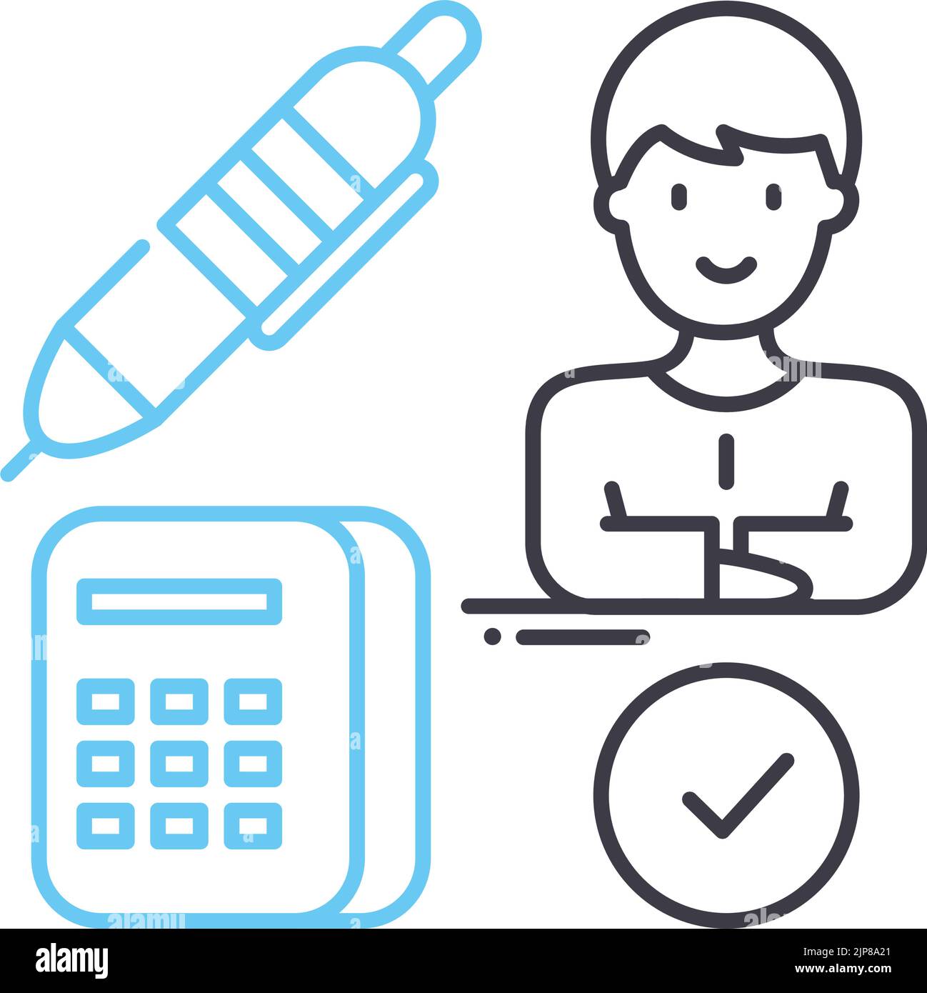 certified public account line icon, outline symbol, vector illustration ...