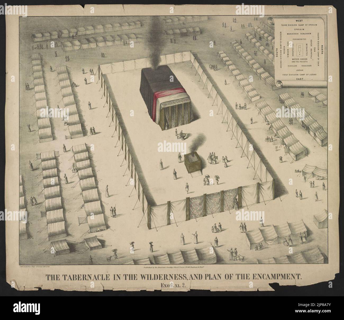 The tabernacle in the wilderness, and plan of the encampment. Exod. XI ...