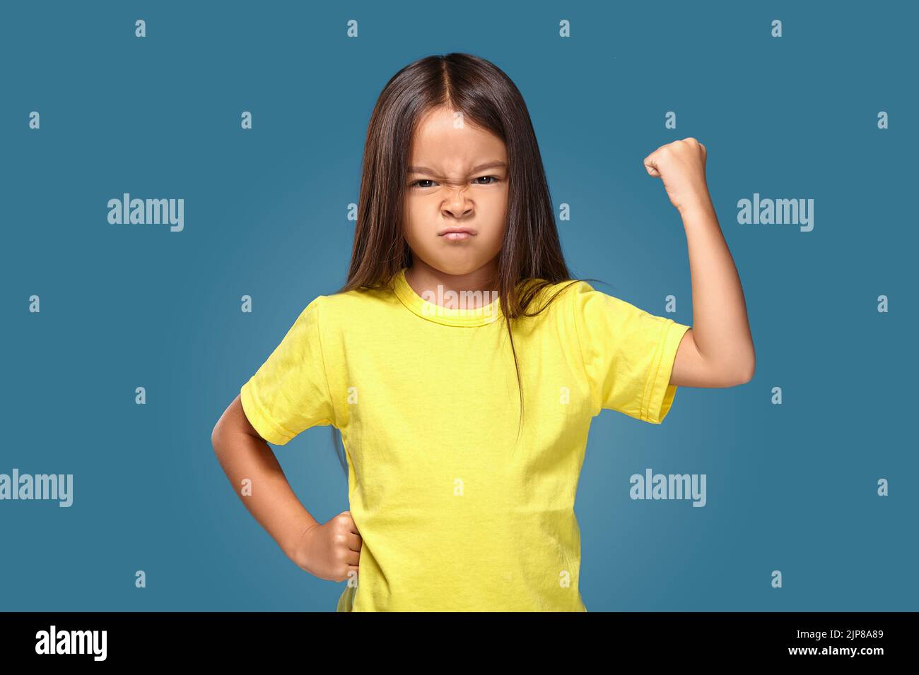 Angry little kid showing frustration and disagreement Stock Photo - Alamy