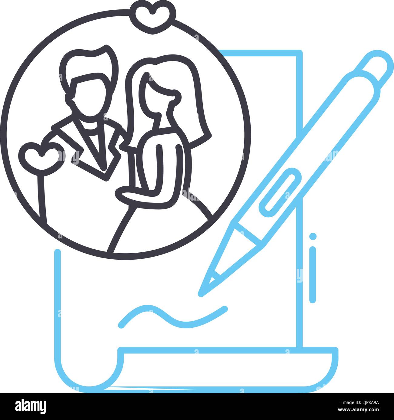 contract line icon, outline symbol, vector illustration, concept sign ...