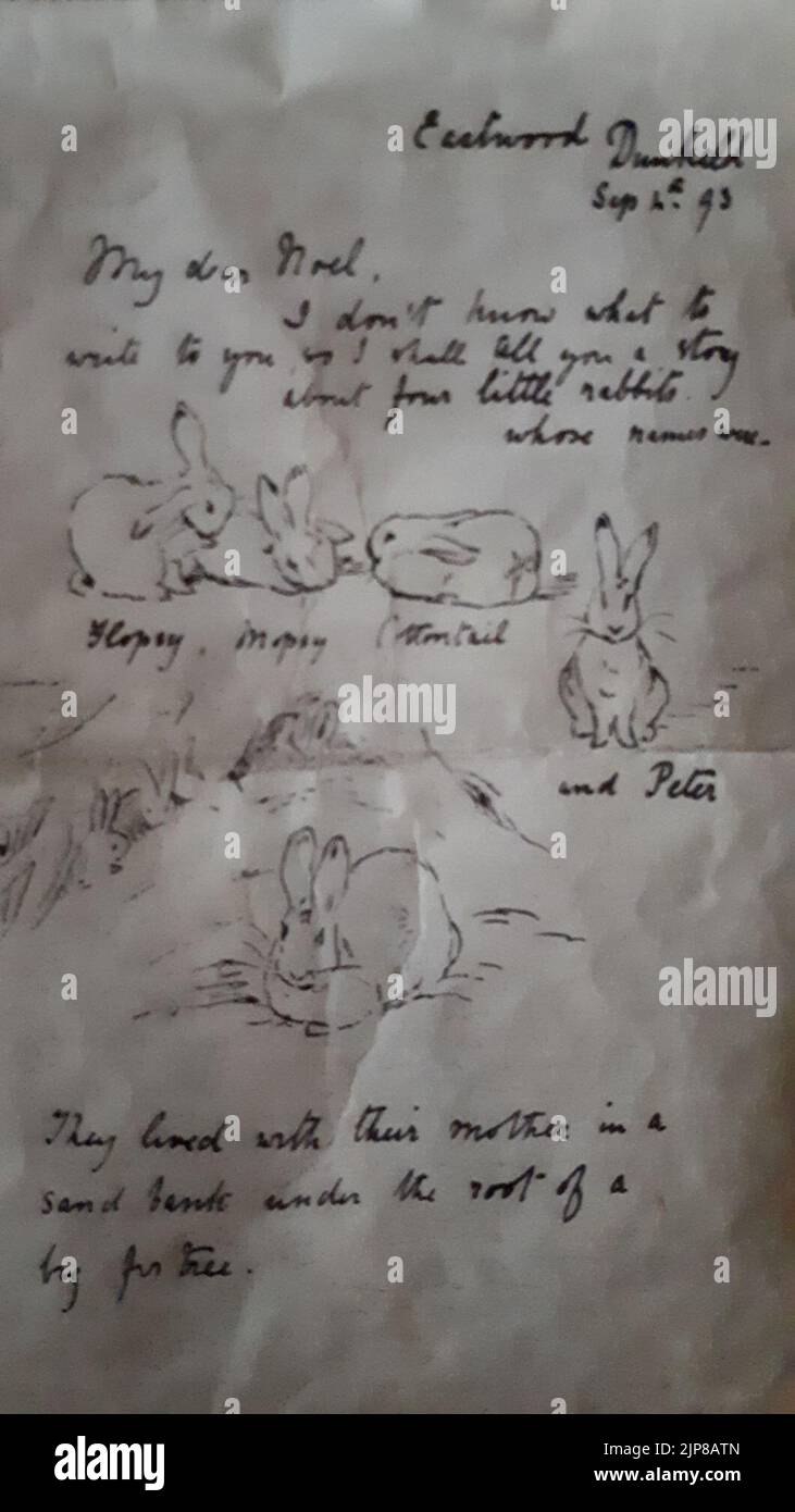 The Tale of Peter Rabbit - letter to Noel Moore part 1 Stock Photo - Alamy