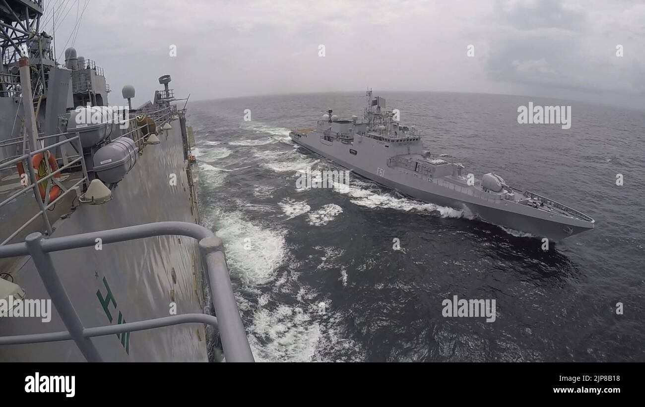 The Talwar-class frigate INS Trikand (F51) practices underway ...