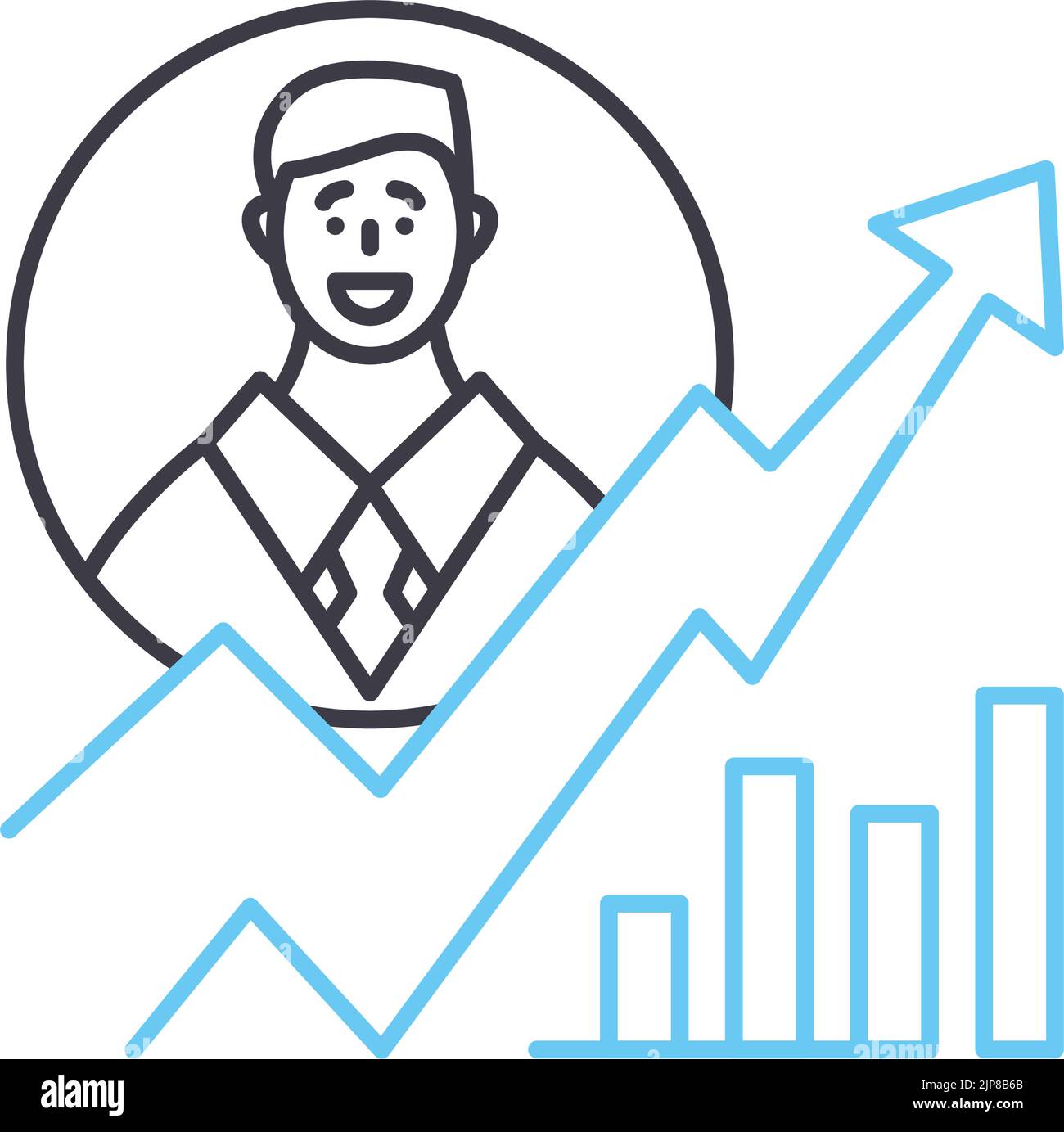 career growth line icon, outline symbol, vector illustration, concept ...