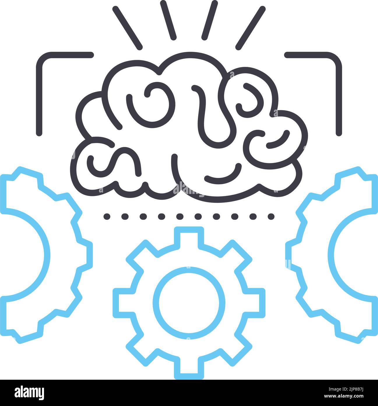 brain process line icon, outline symbol, vector illustration, concept ...