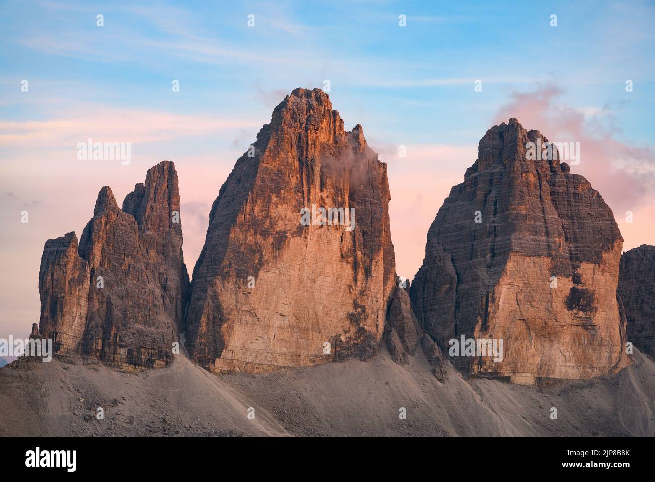 Stunning view of the Three Peaks of Lavaredo (Tre cime di Lavaredo ...