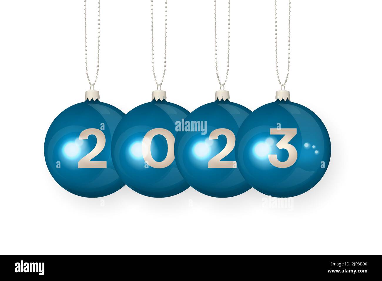 2023 New year blue balls. Realistic glossy christmas toys Stock Vector ...