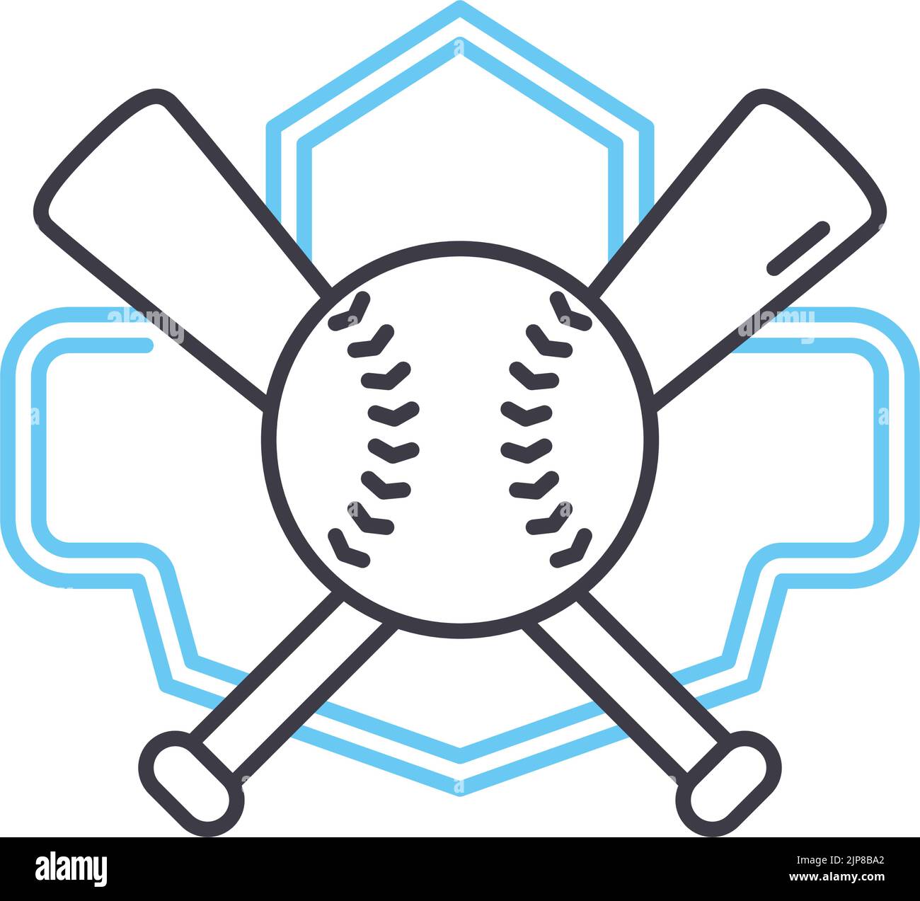 baseball line icon, outline symbol, vector illustration, concept sign ...