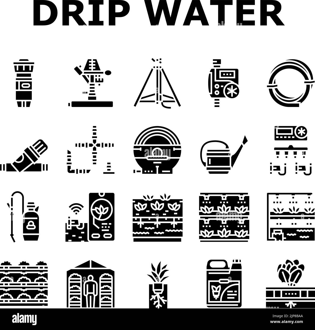 water system irrigation sprinker icons set vector Stock Vector Image ...