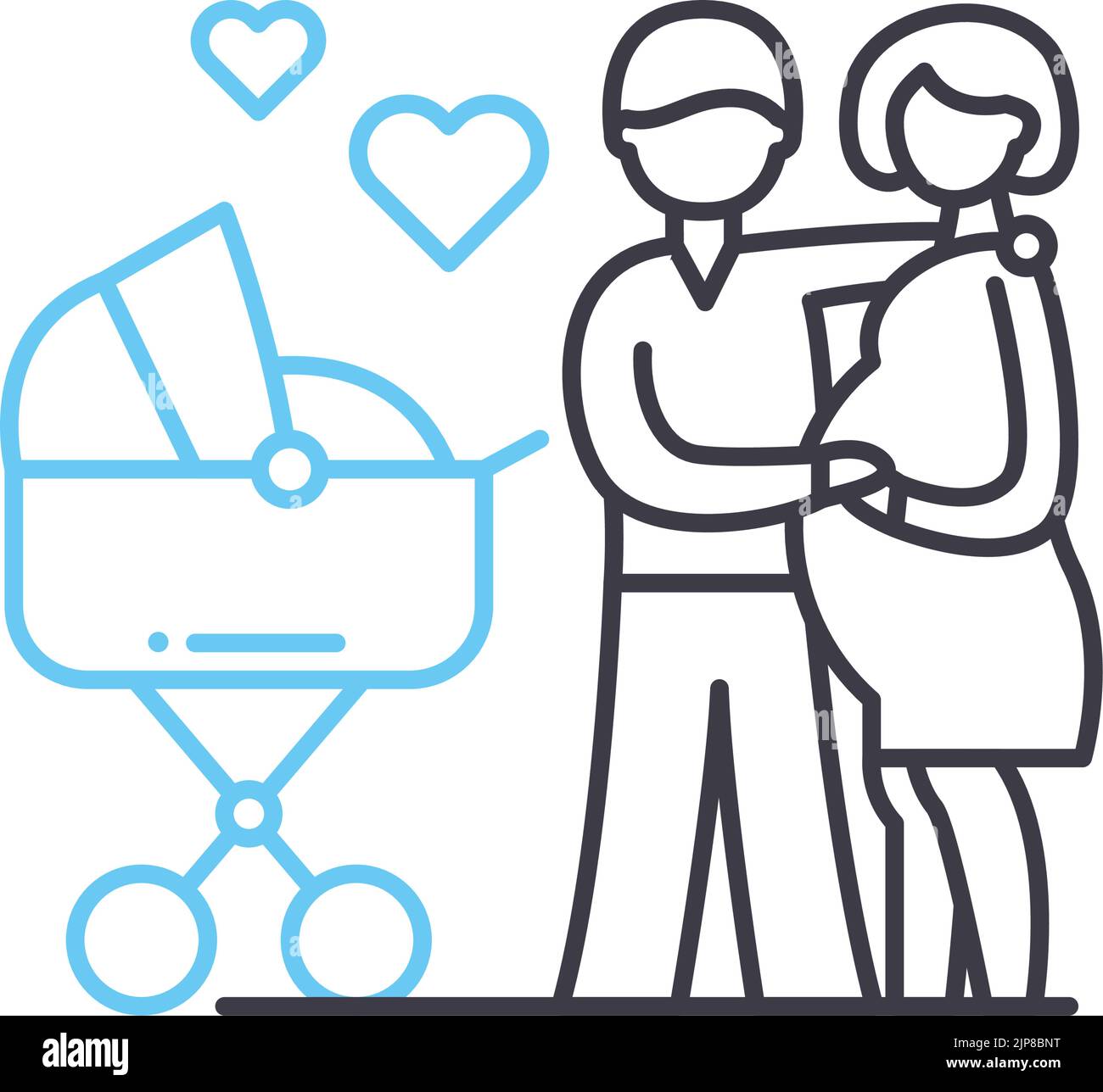 family line icon, outline symbol, vector illustration, concept sign ...