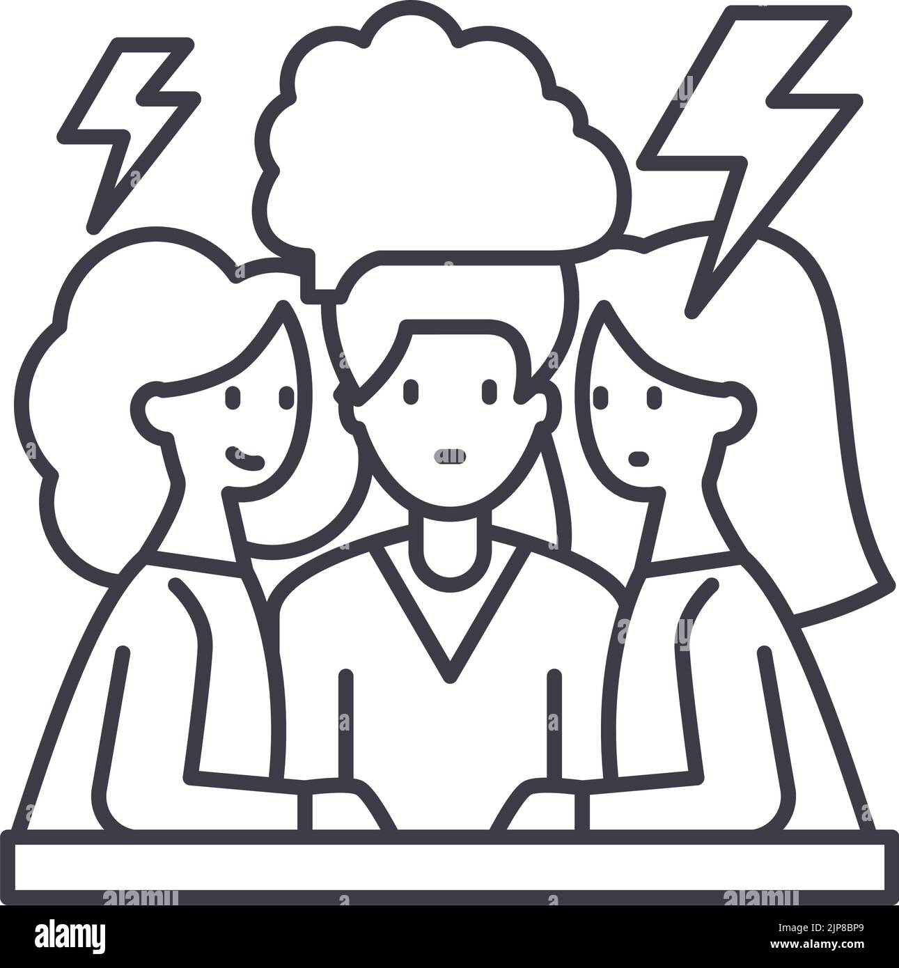 brainstorming line icon, outline symbol, vector illustration, concept ...