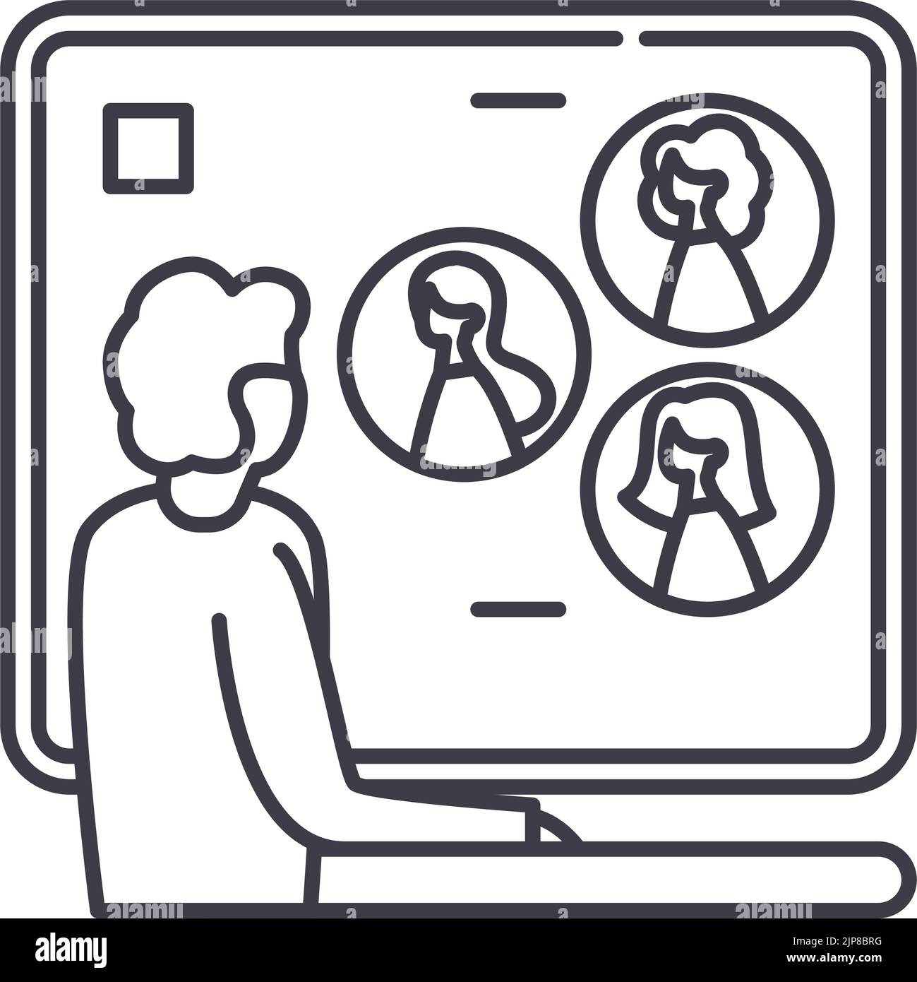 conference line icon, outline symbol, vector illustration, concept sign ...