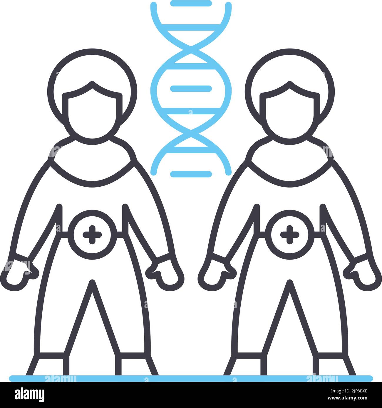 cloning line icon, outline symbol, vector illustration, concept sign ...